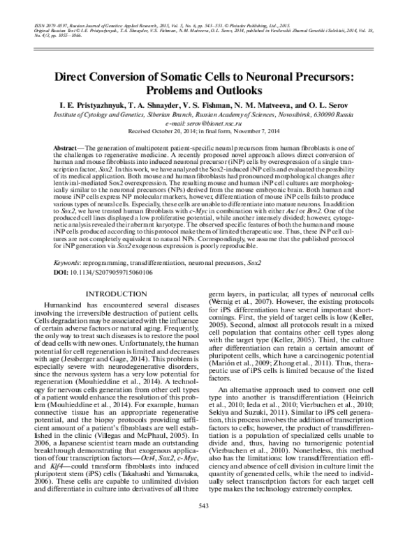 (PDF) Direct conversion of somatic cells to neuronal precursors ...