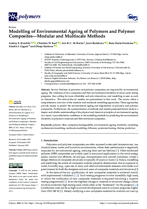 (PDF) Modelling of Environmental Ageing of Polymers and Polymer ...