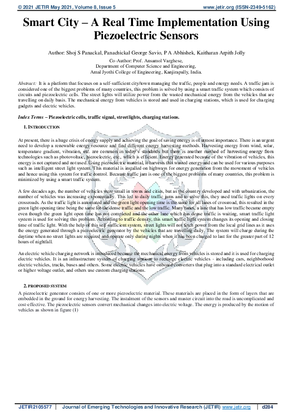 (PDF) Smart City – A Real Time Implementation Using Piezoelectric Sensors