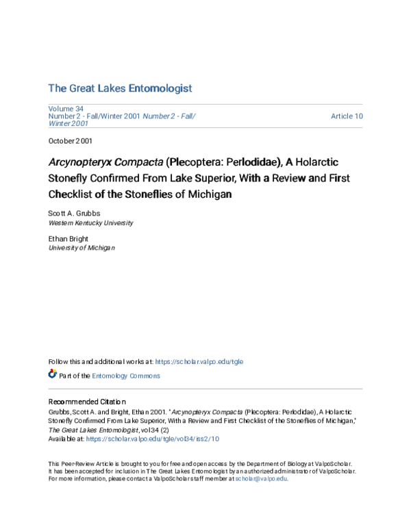 (PDF) Arcynopteryx Compacta (Plecoptera: Perlodidae), A Holarctic ...