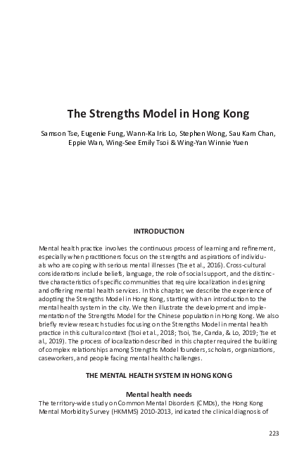 (PDF) The Strengths Model in Hong Kong