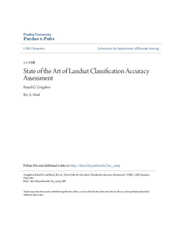 (PDF) State of the Art of Landsat Classification Accuracy Assessment