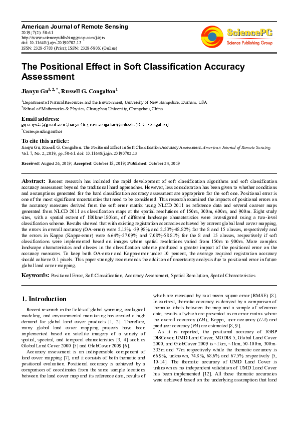 (PDF) The Positional Effect in Soft Classification Accuracy Assessment