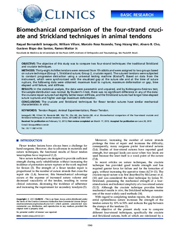 (PDF) Biomechanical comparison of the four-strand cruciate and ...
