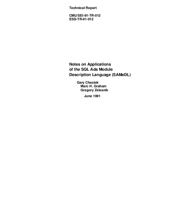 (PDF) Notes on Applications of the SQL ADA Module Description Language ...