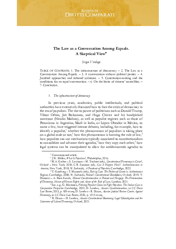 (PDF) The Law As a Conversation Among Equals - A Skeptical View