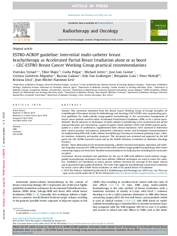 (PDF) ESTRO-ACROP guideline: Interstitial multi-catheter breast ...