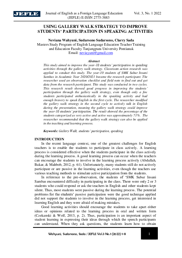 (PDF) Using Gallery Walk Strategy to Improve Students' Participation in ...