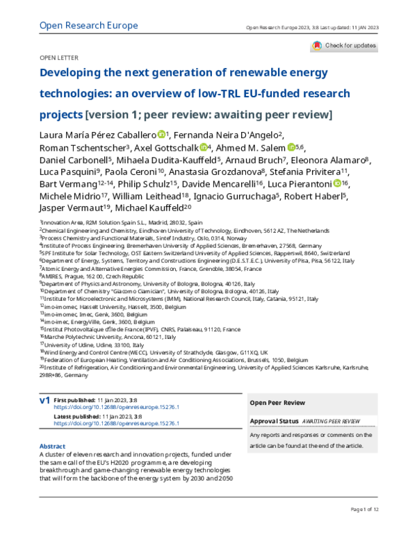 (PDF) Developing the next generation of renewable energy technologies ...