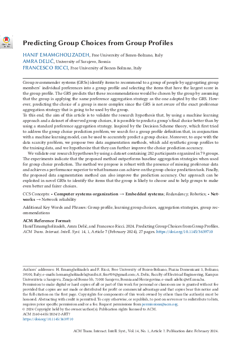 (PDF) Predicting Group Choices from Group Profiles