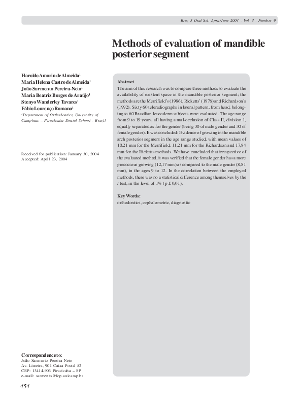 (PDF) Methods of evaluation of mandible posterior segment