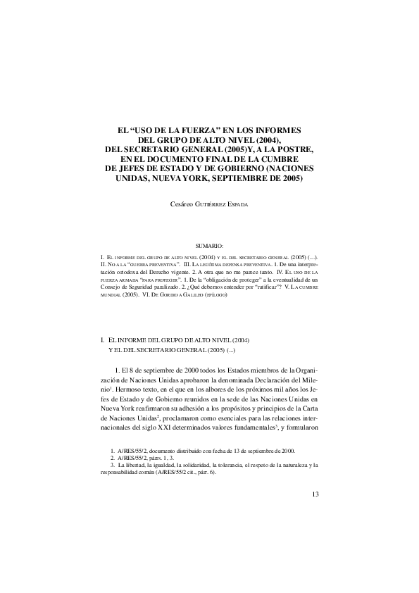 (PDF) El "uso de la fuerza" en los Informes del Grupo de Alto Nivel (2004), del Secretario ...