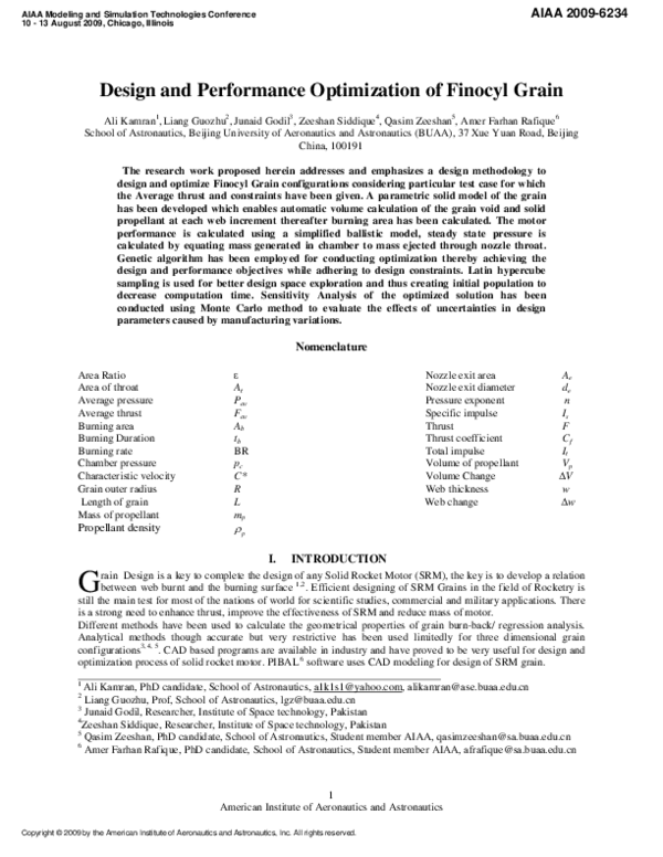 (PDF) Design and Performance Optimization of Finocyl Grain