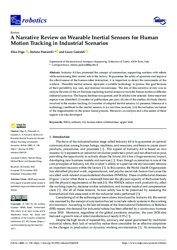 (PDF) A Narrative Review on Wearable Inertial Sensors for Human Motion Tracking in Industrial ...