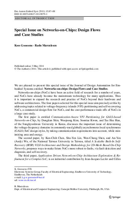 (PDF) Special Issue on Networks-on-Chips: Design Flows and Case Studies | Radu Marculescu ...