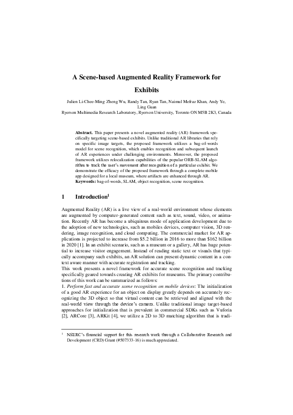 (PDF) A Scene-based Augmented Reality Framework for Exhibits