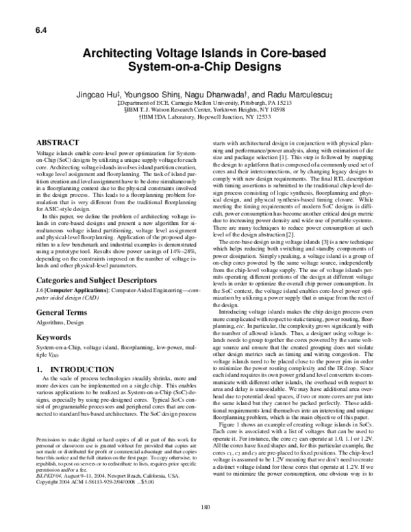 (PDF) Architecting voltage islands in core-based system-on-a-chip designs | Radu Marculescu ...