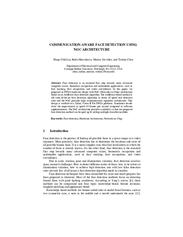 (PDF) Communication-Aware Face Detection Using Noc Architecture | Radu Marculescu - Academia.edu