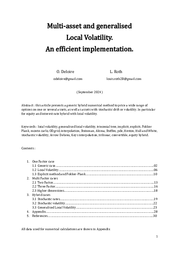 Pdf Multi Asset And Generalised Local Volatility An Efficient Implementation