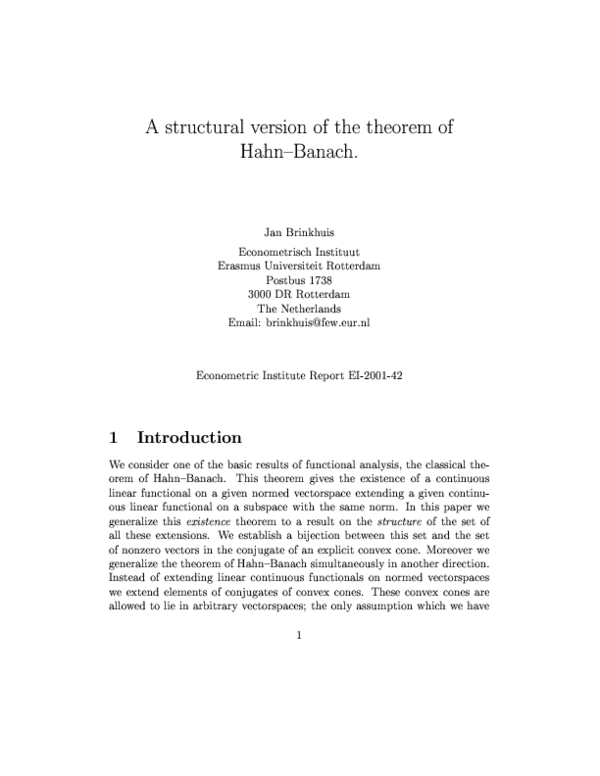 (PDF) A structural version of the theorem of Hahn-Banach