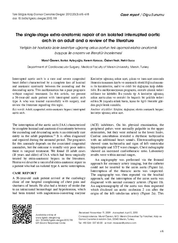 (PDF) The single-stage extra-anatomic repair of an isolated interrupted ...