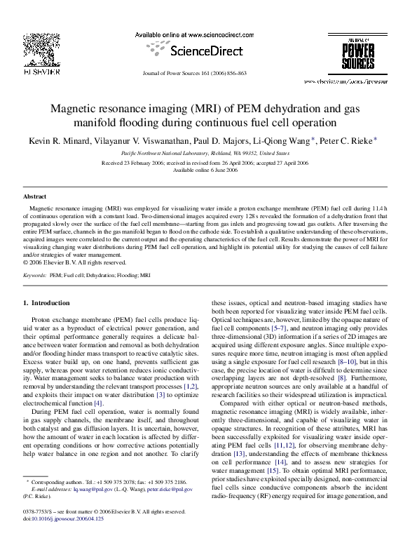 (PDF) Magnetic resonance imaging (MRI) of PEM dehydration and gas ...