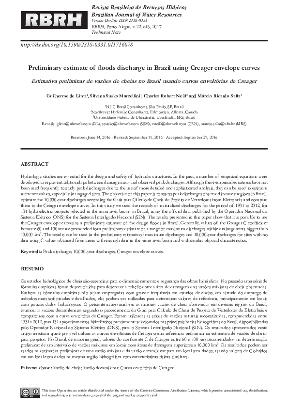 (PDF) Preliminary estimate of floods discharge in Brazil using Creager ...