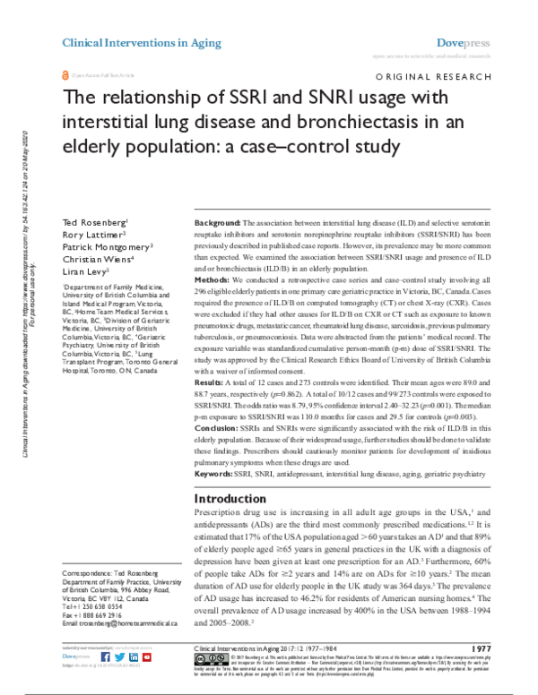 (PDF) The relationship of SSRI and SNRI usage with interstitial lung ...