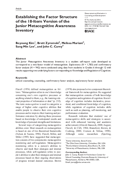 (PDF) Establishing the Factor Structure of the 18-Item Version of the ...