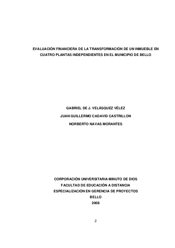 (PDF) Evaluación financiera de la transformación de un inmueble en ...
