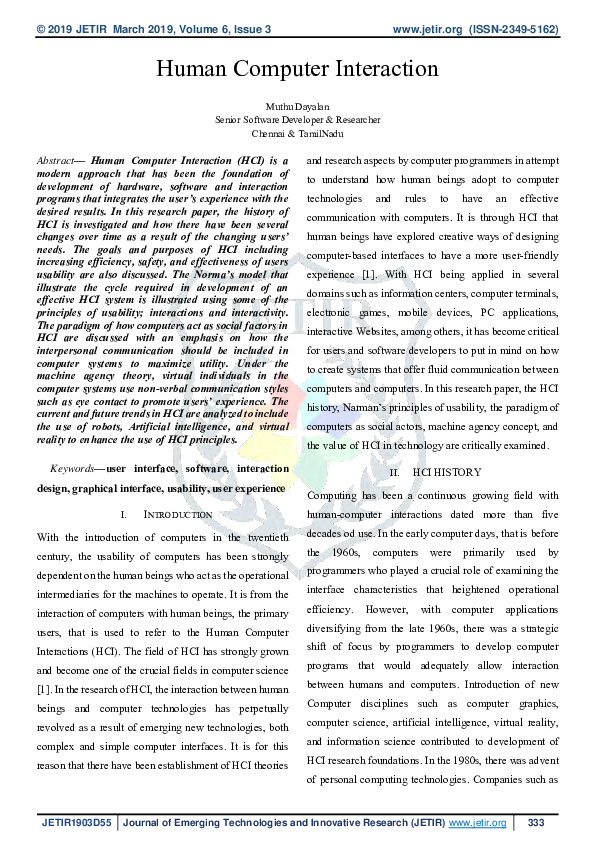 (PDF) Human Computer Interaction