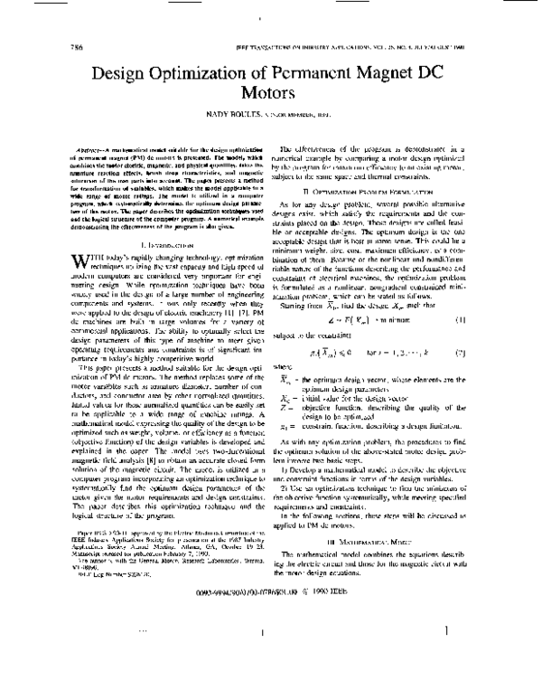 (PDF) Design optimization of permanent magnet DC motors