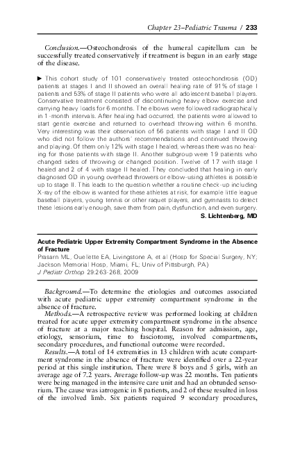 (PDF) Acute Pediatric Upper Extremity Compartment Syndrome in the ...