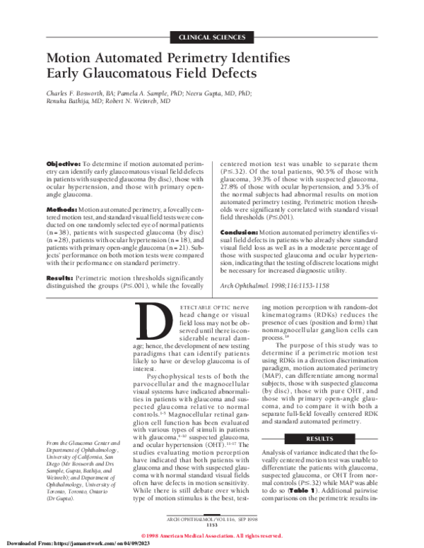 (PDF) Motion Automated Perimetry Identifies Early Glaucomatous Field ...