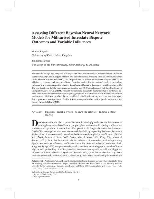(PDF) Assessing Different Bayesian Neural Network Models for Militarized Interstate Dispute ...
