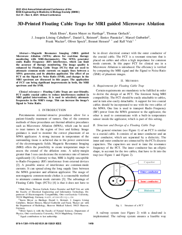 (PDF) 3D-Printed Floating Cable Traps for MRI guided Microwave Ablation