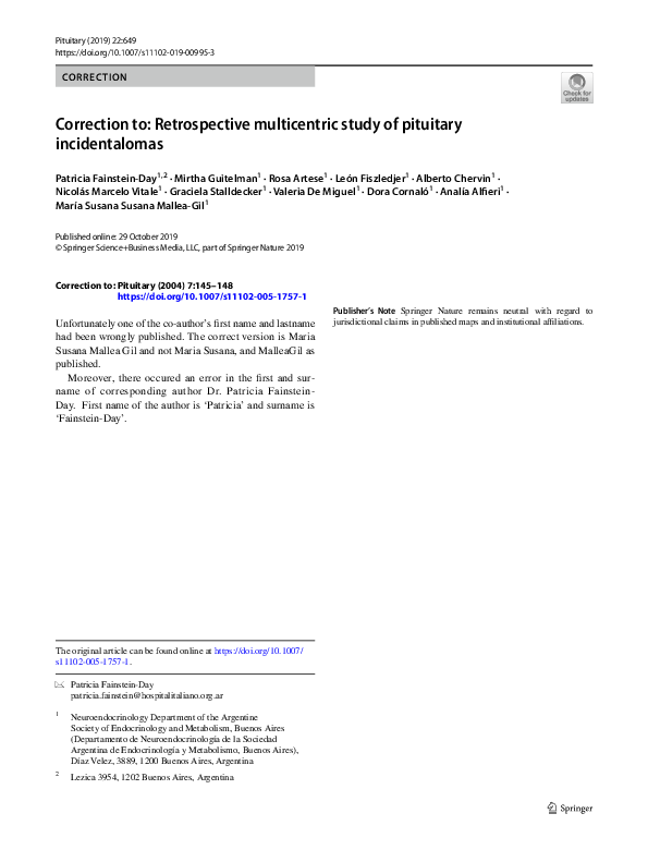 (PDF) Correction to: Retrospective multicentric study of pituitary ...
