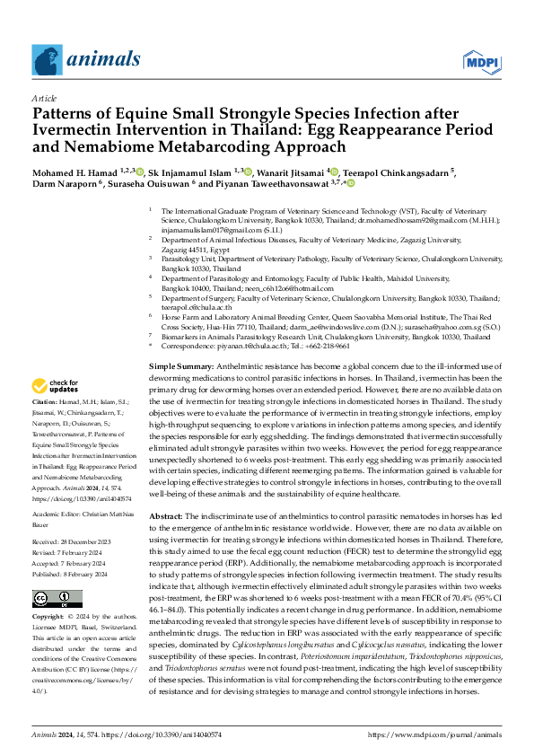 (PDF) Patterns of Equine Small Strongyle Species Infection after ...