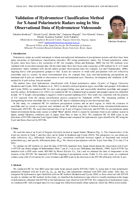 (PDF) Validation of Hydrometeor Classification Method for X-band Polarimetric Radars using In ...