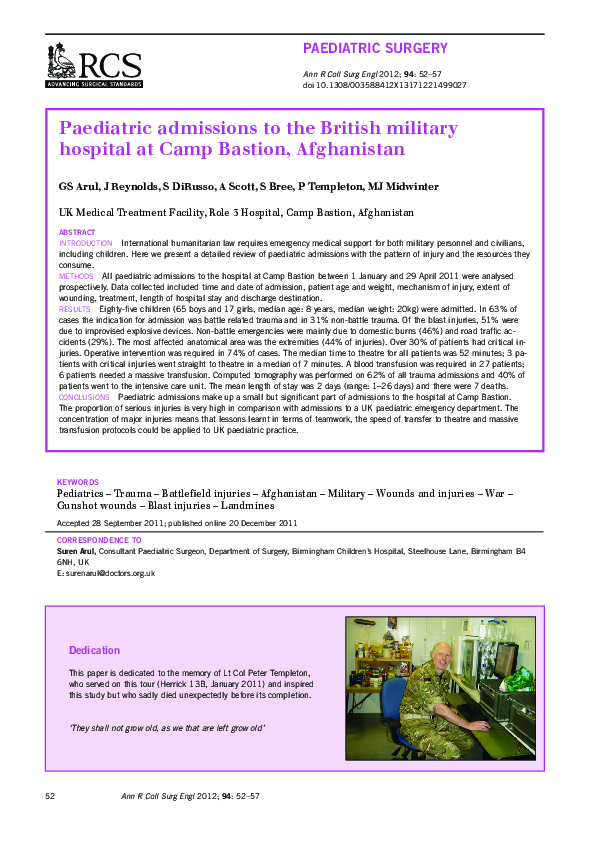 (PDF) Paediatric admissions to the British military hospital at Camp ...