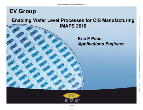 (PDF) Enabling Wafer Level Processes for CIS Manufacturing