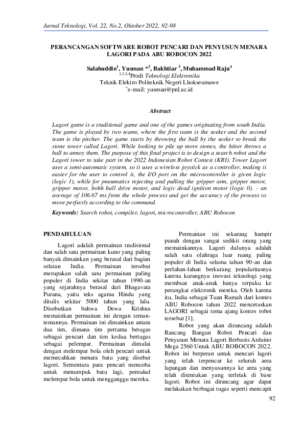 (PDF) Perancangan Software Robot Pencari dan Penyusun Menara Lagori ...