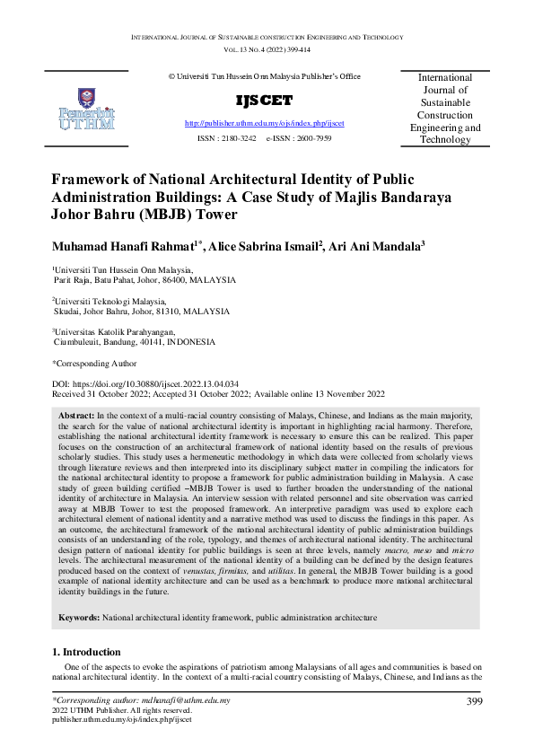 (PDF) Framework of National Architectural Identity of Public ...