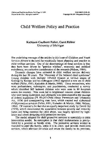 (PDF) Child welfare policy and practice