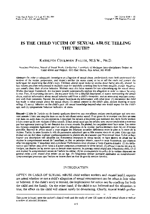 (PDF) Is the child victim of sexual abuse telling the truth?