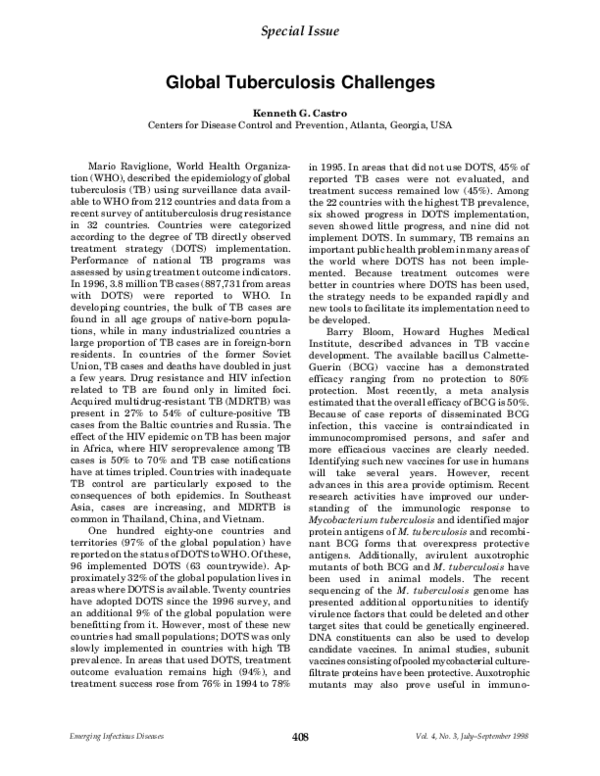 (PDF) Global Tuberculosis Challenges