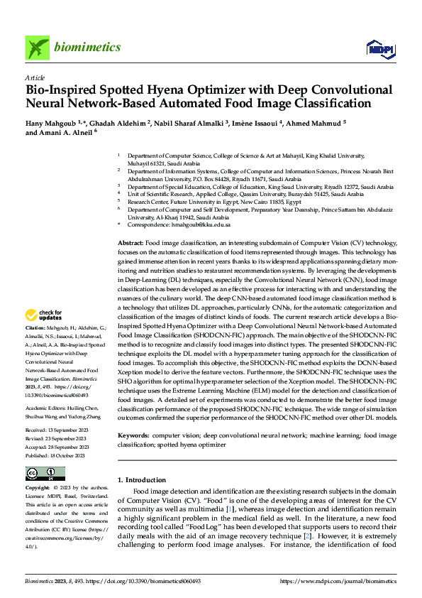 (PDF) Bio-Inspired Spotted Hyena Optimizer with Deep Convolutional Neural Network-Based ...