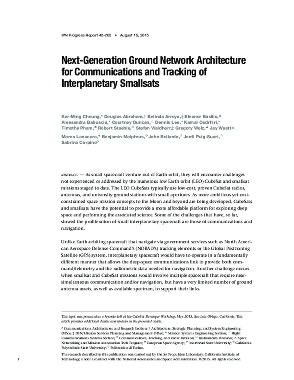 (PDF) Next-Generation Ground Network Architecture for Communications ...