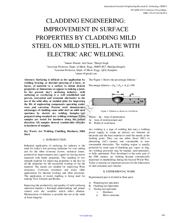 (PDF) CLADDING ENGINEERING:IMPROVEMENT in SURFACE PROPERTIES by ...