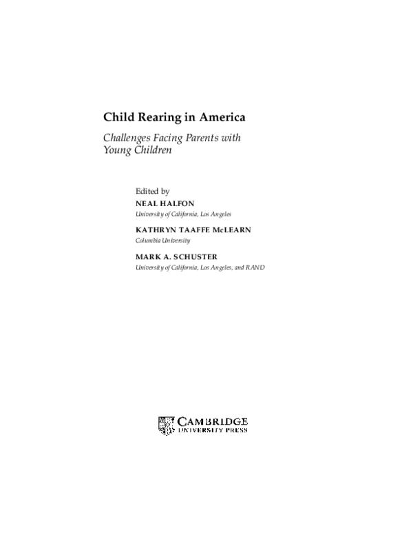 (PDF) Child rearing in America : challenges facing parents with young ...